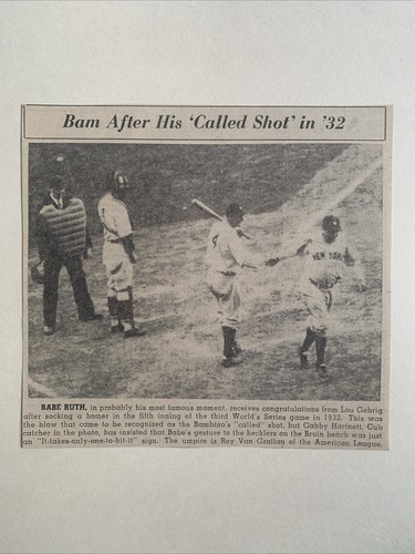 Babe Ruth Lou Gehrig 1932 Called Shot 1958 Sporting News Baseball 6X6 ...