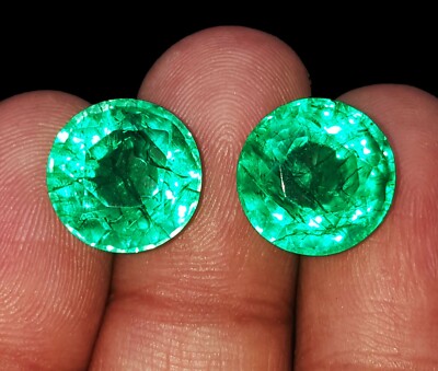 Natural Emerald Round Shape 7 to 9 Ct Certified Pair Loose Gemstone ...