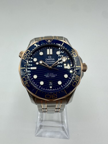 OMEGA Seamaster Diver 300M Two tone 18k Rose Gold Blue dial 210.20.42 ...