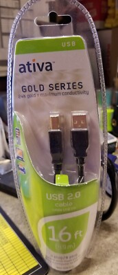 Ativa Gold Series USB 2.0 16ft A Plug/B Plug NEW | eBay