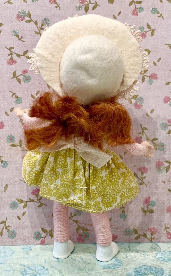 4” Tiny Town Sunbonnet Girl Dollhouse Cloth Doll 1940s Alma Lablanc ...