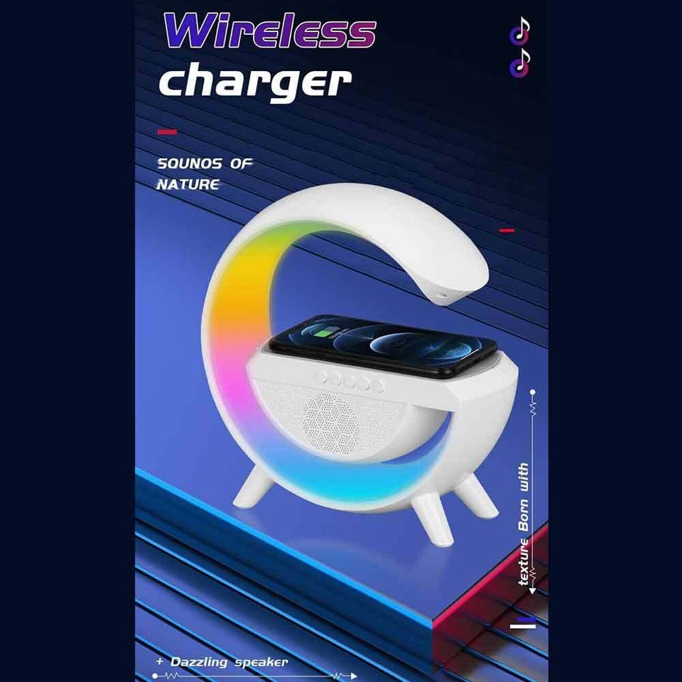 LED Atmosphere Lamp Wireless Charger Desk Lamp Bluetooth Speaker RGB ...