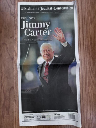 AJC Newspaper Jimmy Carter Atlanta Georgia Collectible print 12-30-24 ...