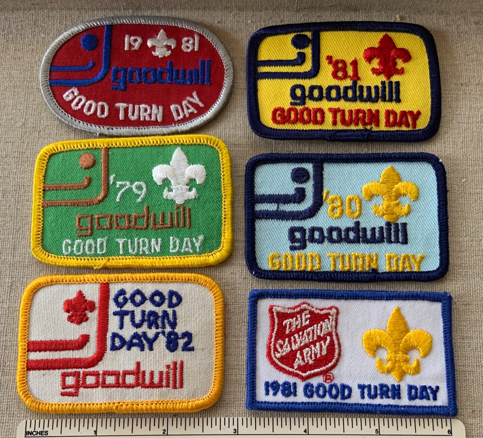 5 Vintage 1970s-80s GOOD TURN DAY Boy Scout PATCHES BSA Good Will ...