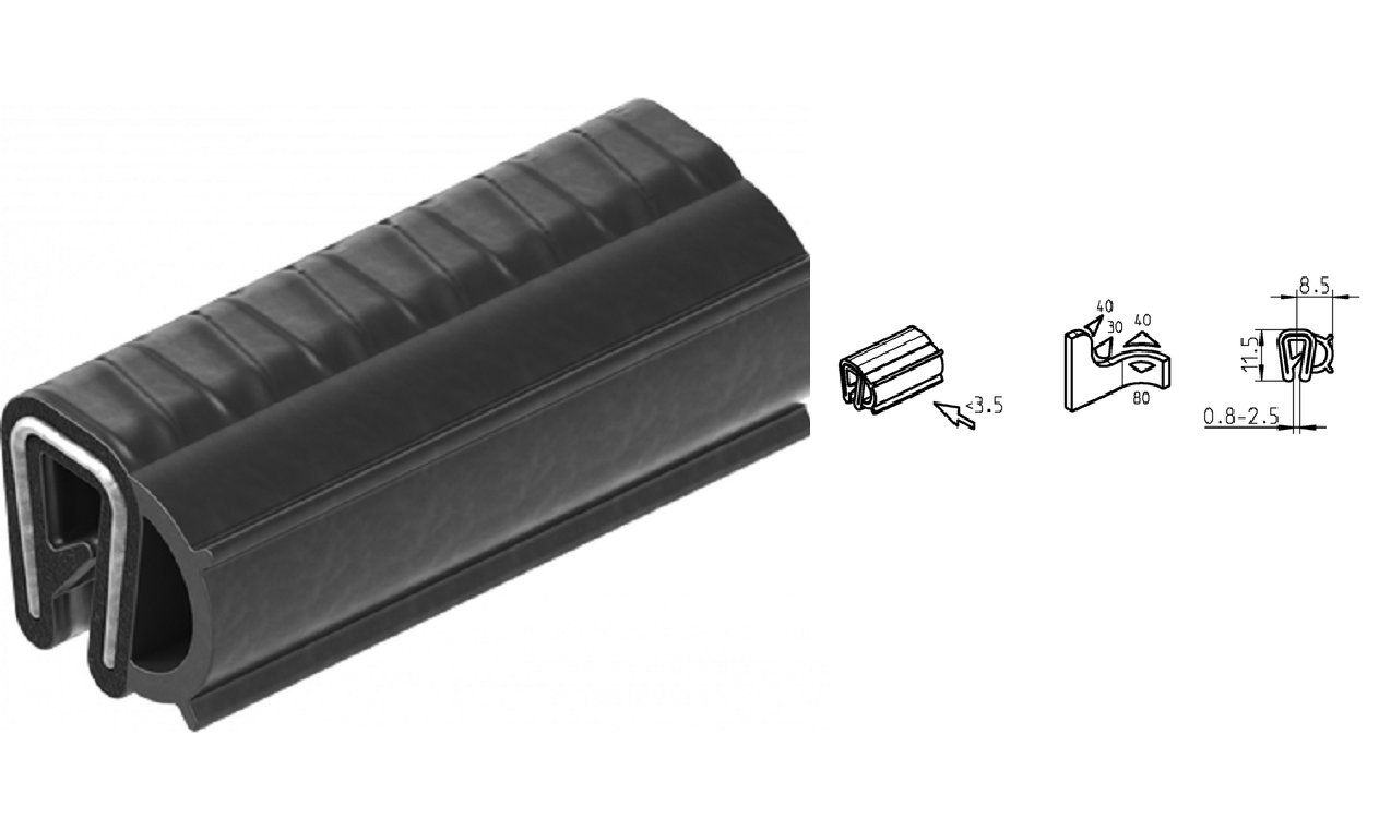 1011-09 EMKA Sponge Rubber EPDM Gasketing Edge Protection Profile Self ...