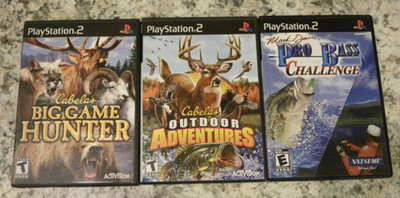 3 Game Lot Cabela's Outdoor, Big Game Hunter, Pro Bass PS2 PlayStation ...