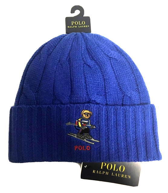 Polo Ralph Lauren Ski Bear Cable Knit Beanie Toque Hat Blue W/tags One ...