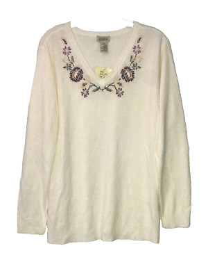 Classic Elements Embroidered Sweater Size Large Long Sleeve NWT | eBay