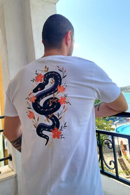 T shirt with ball python, python regius, snake print with flowers | eBay