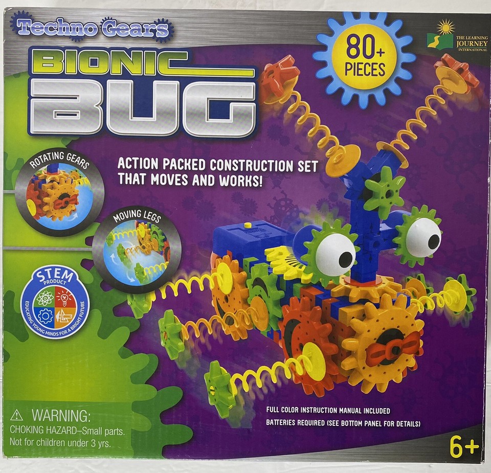 Techno Gears Bionic Bug Construction Set Moves 80 Pcs Age 6+ Learning ...