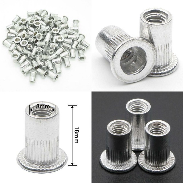M8 8mm Flat Head Aluminum Rivet Nut Blind Insert Pack of 100 | eBay