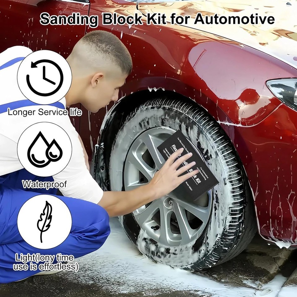 7 PCS Sanding Blocks Auto Body, Flexible Eva Foam Wet or Dry Sanding ...