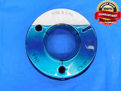 M50 X 2 6g METRIC VERMONT THREAD RING GAGE 50 2.0 NO GO ONLY P.D. = 48. ...