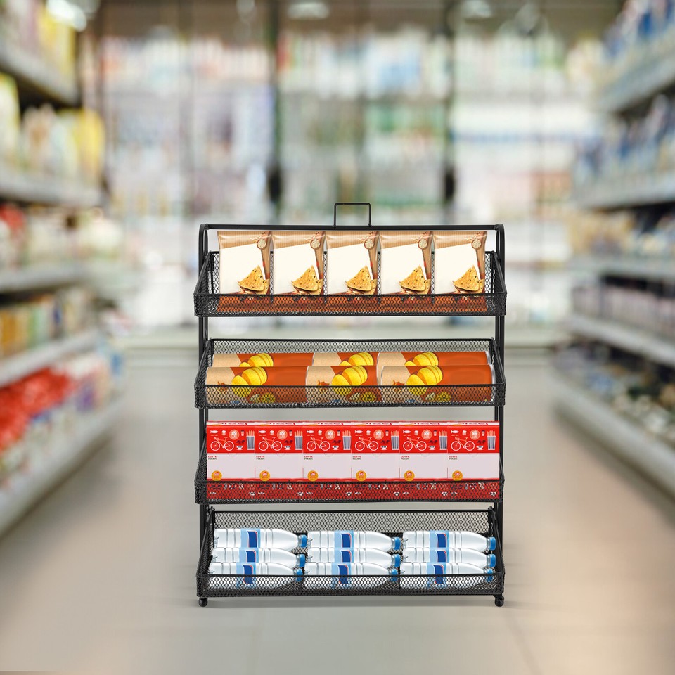 4 Tiers Candy Display Rack Retail Snack Storage Shelving Organizer ...