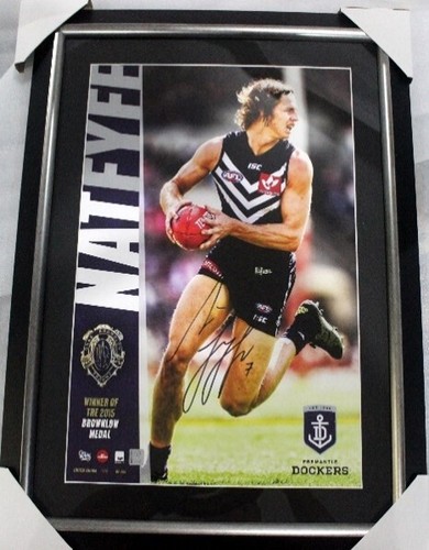 AFL FREMANTLE DOCKERS NAT FYFE SIGNED/FRAMED OFFICIAL BROWNLOW MEDAL ...