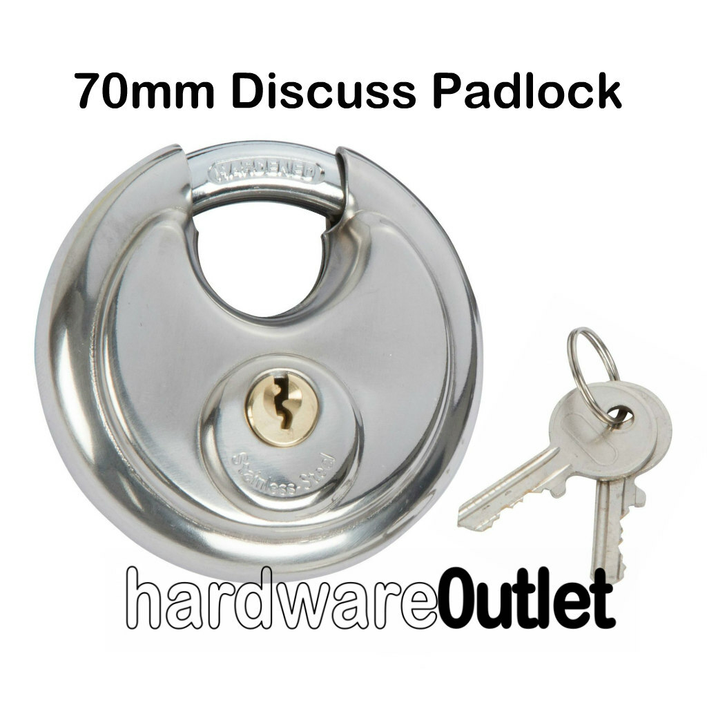 DISCUS PADLOCK Stainless Steel 70mm or 90mm Keys or Combination Fort ...
