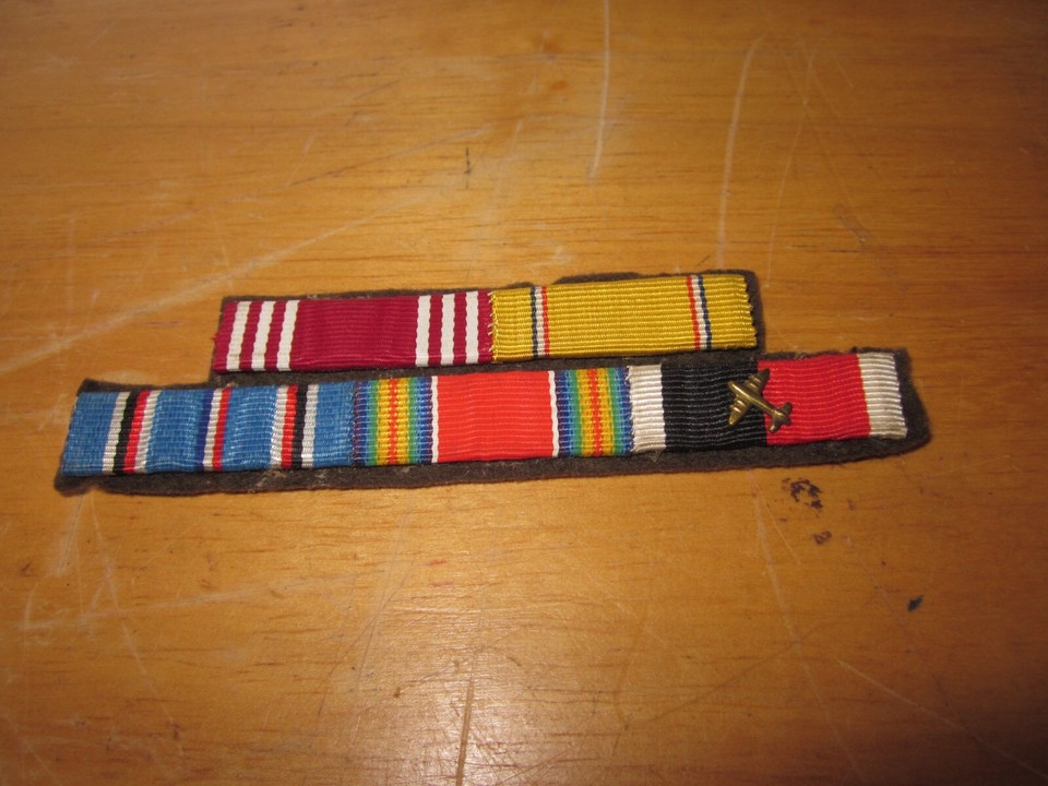 WW II & COLD WAR ERA RIBBONS, W/ BERLIN AIR LIFT DEVICE, CLOTH UNIFORM ...