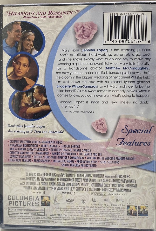 The Wedding Planner - DVD By Jennifer Lopez,Matthew McConaughey - VERY ...