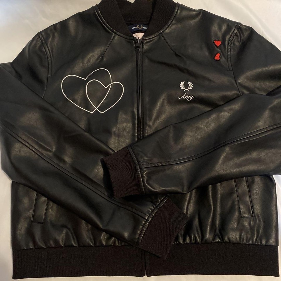 Fred Perry Amy Winehouse Faux Leather Bomber Jacket L Unisex Rare Collaboration | eBay