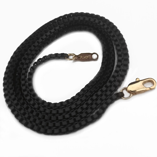 ALL LENGTHS | JET BLACK 2mm SQUARE BOX Link Chain Necklace | LIFE ...