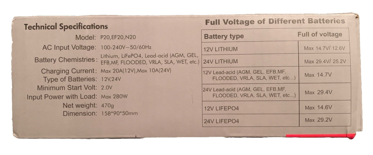 Haisito 20 Amp 12v/24v Smart Battery Charger Lithium Lead-Acid LIFePO4 ...