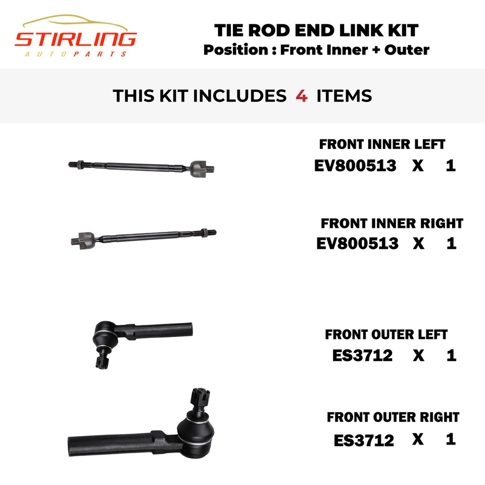 Stirling 4PCs Front Inner Outer Tie Rod Ends kit for Subaru Forester ...