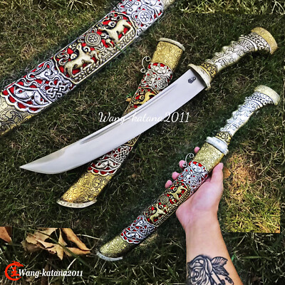 18''Tibetan Saber Short Knife Spring Steel Sharp KUNGFU Dao Sword ...