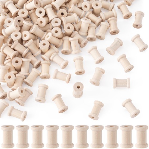 Wooden Spools of Thread 100pcs, 1 inch Empty Bobbins for DIY Crafts and ...