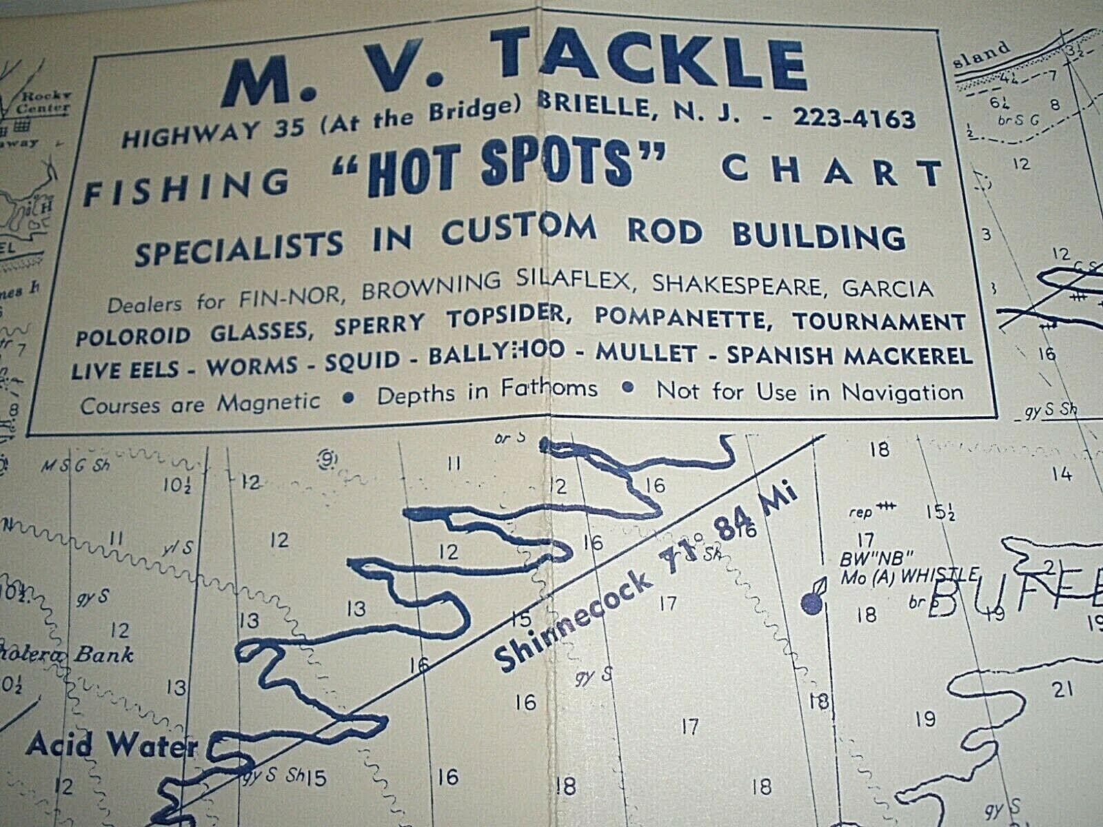 Vintage M. V. Tackle Fishing Hot Spots Chart (D10) | eBay