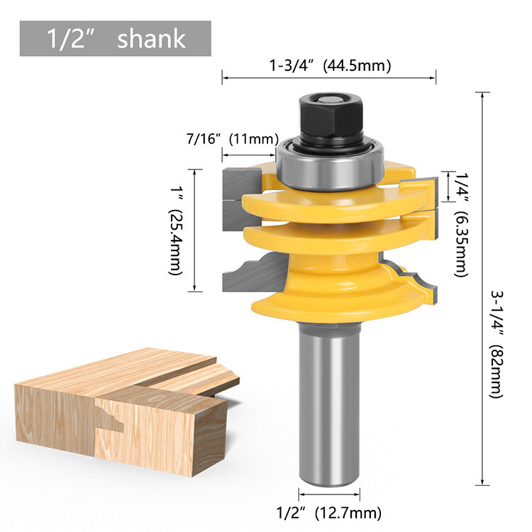 8mm 12mm 1/2 Shank Rail & Stile Joint Router Bit Tongue & Groove Ogee ...