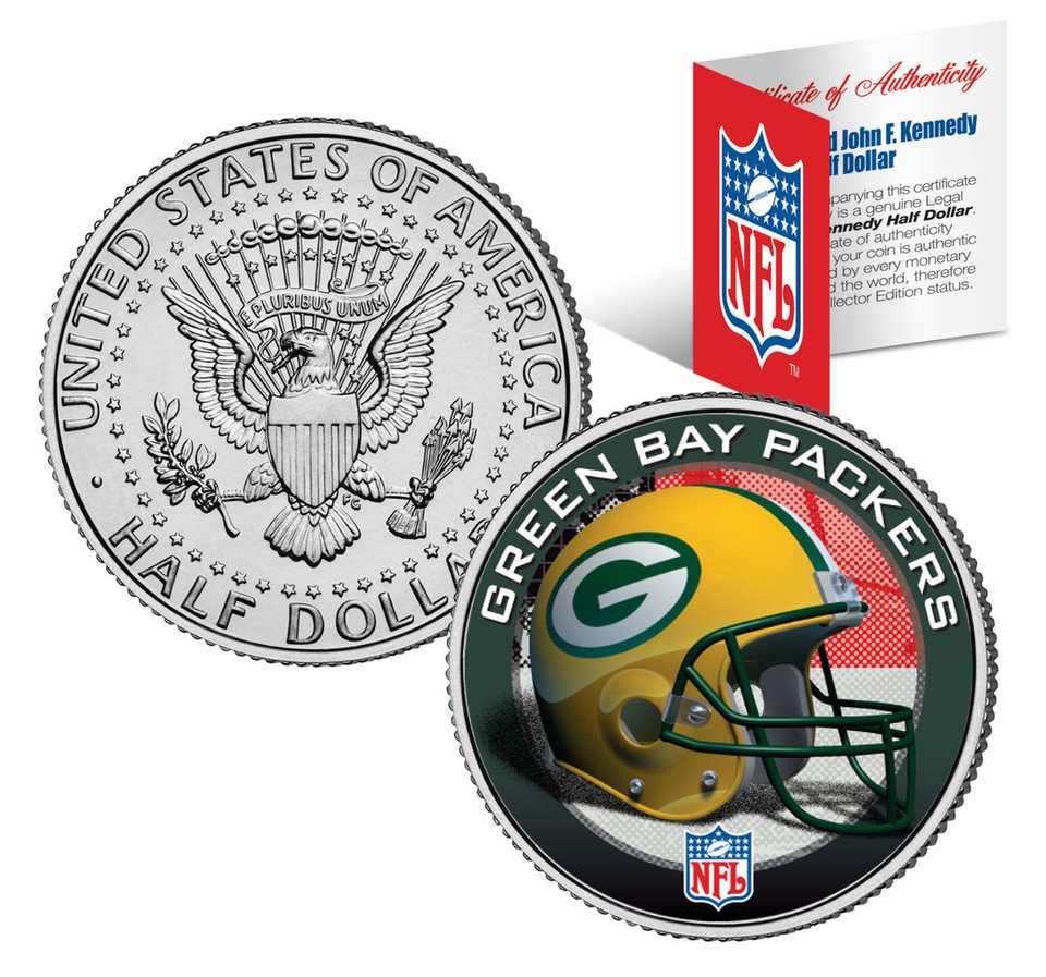 NFL HELMET LOGOS JFK Half Dollar US Football Coins OFFICIALLY LICENSED ...