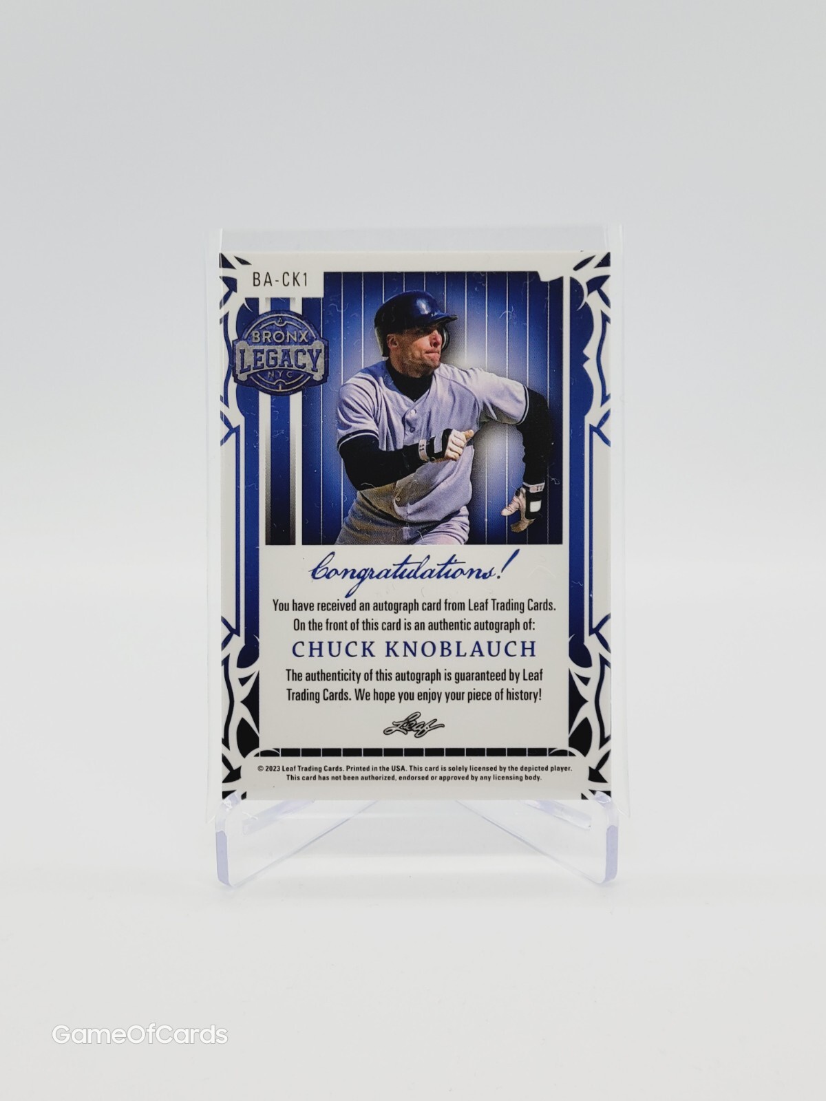 2023 Leaf A Bronx Legacy CHUCK KNOBLAUCH Auto Autograph /85 | eBay