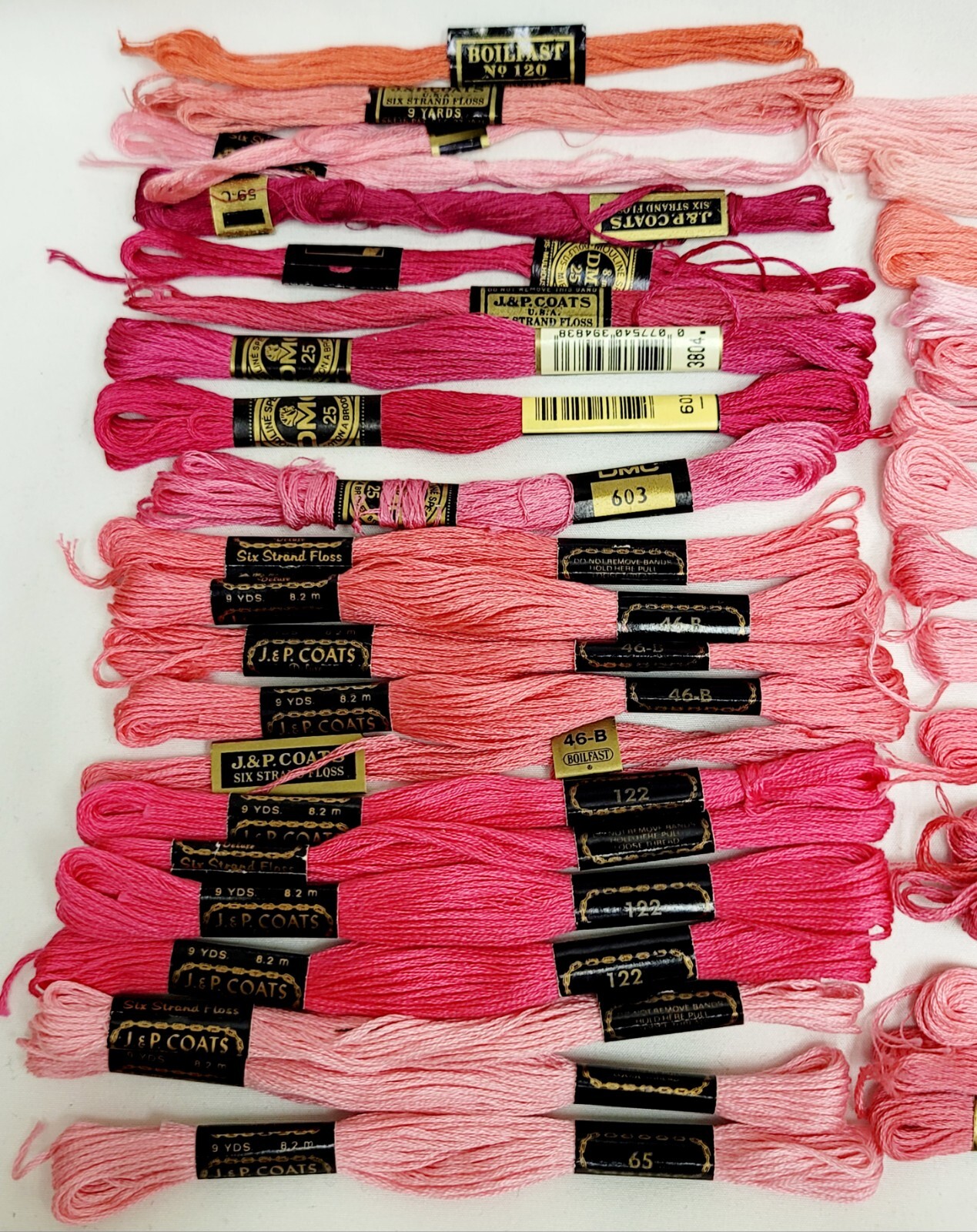 Vtg J&P Coats DMC Embroidery Thread 26+ Skeins Multiple Pink Colors