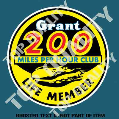 VINTAGE GRANT 200 MPH CLUB DECAL STICKER CLASSIC AMERICANA AUTOMOBILE ...