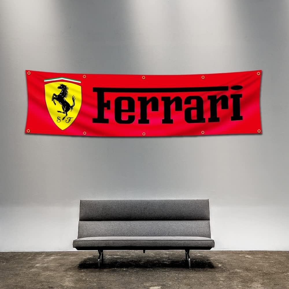 Ferrari Flag Banner 2x8 ft Italy Racing Car Manufacturer Red For Garage ...