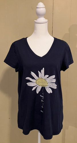 Beatles Womens Blue S/S Floral Daisy "Let it Be" Top Tee T-shirt Medium ...