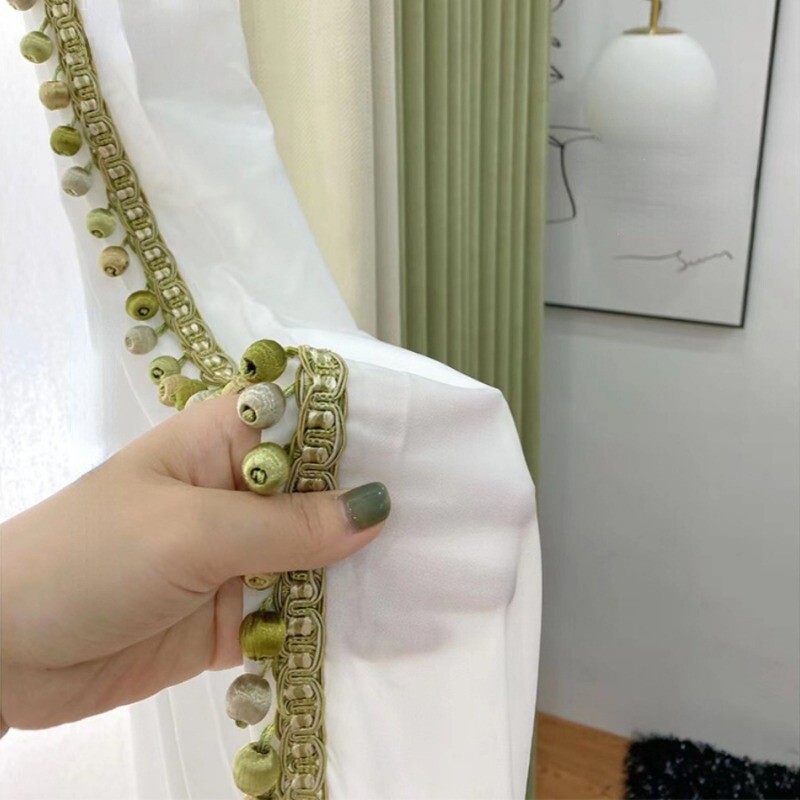 1M DIY Shiny Curtain Lace Accessories Ball Fringe Edge Bedroom Home ...