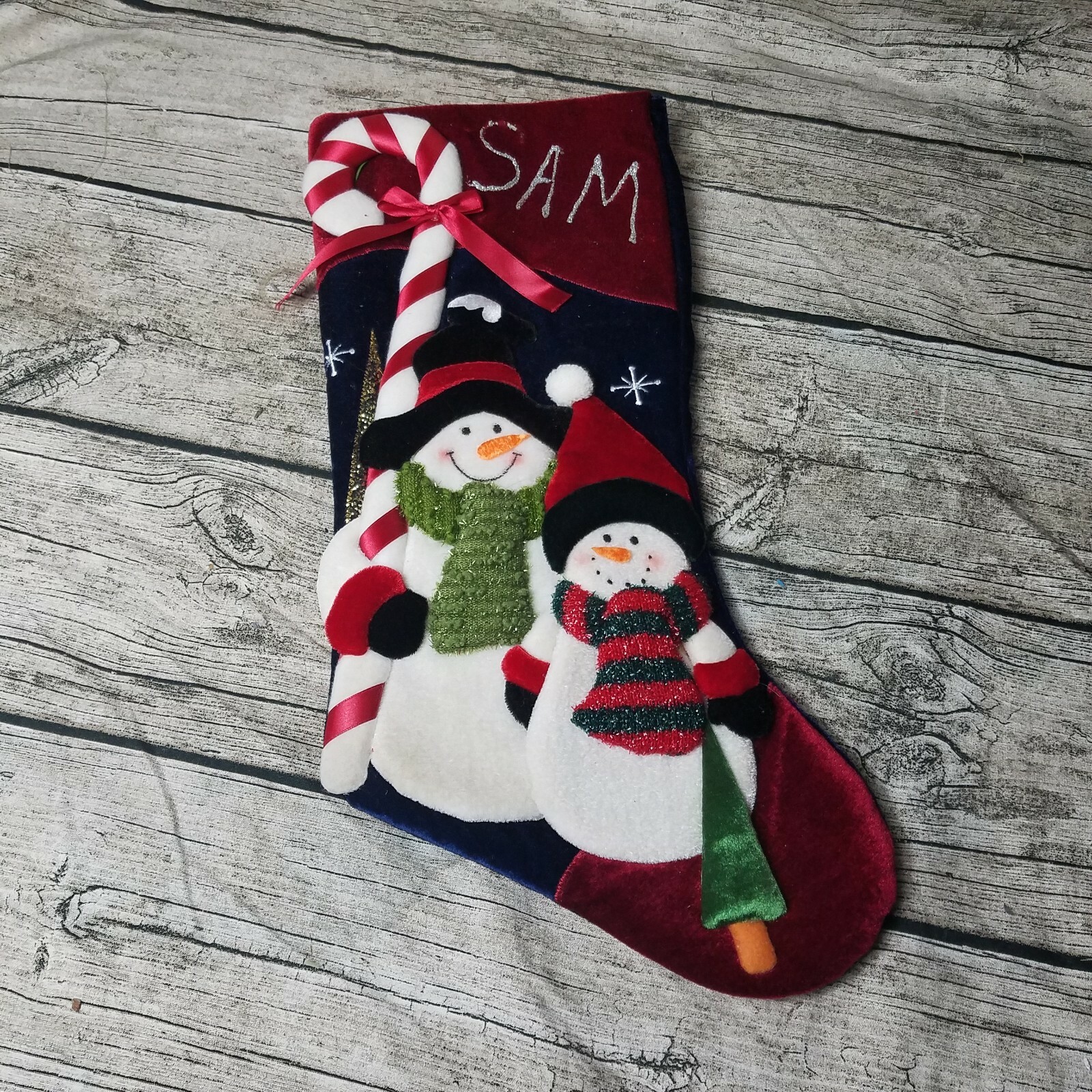 Sam Snowy Holiday Stocking Red | eBay