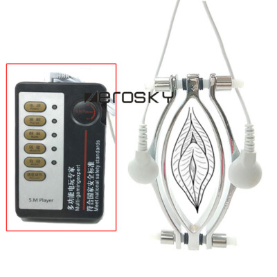 Electro Clit Clamp Women Labia Chastity Spreader Clip Electric E-Stim ...