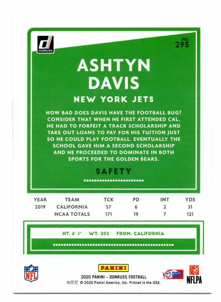 2020 Panini Donruss #295 Ashtyn Davis Rookie Card | eBay