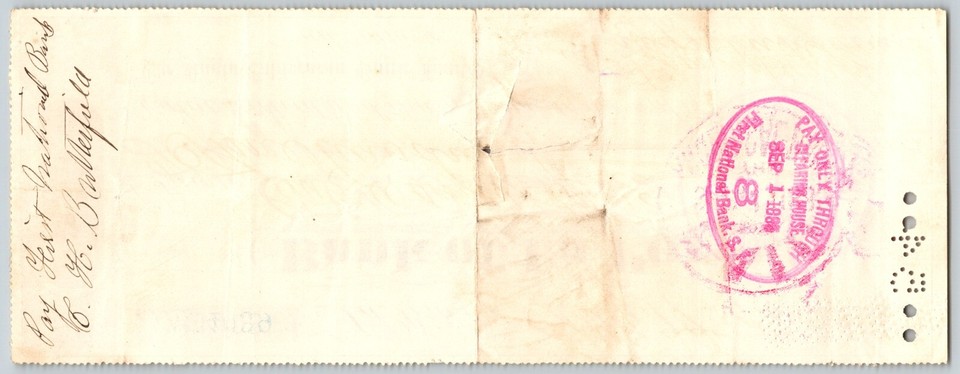 Bank of La Porte Check Charles H. Butterfield 1885 Mining Vignette ...