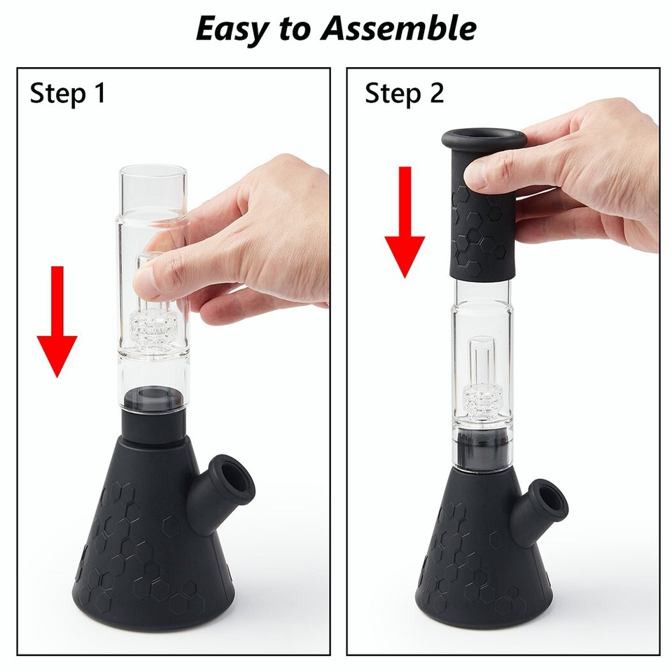 12" Heavy Duty Glass Bong Silicone Smoking Tobacco Water Pipe Beaker ...