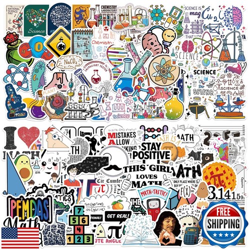 100PCS Math and Science Stickers-50Pcs Math Stickers and 50Pcs Natural ...