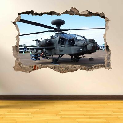 Apache Helicopter Aircraft Army Wall Art Stickers Mural Decal Kids Room ...