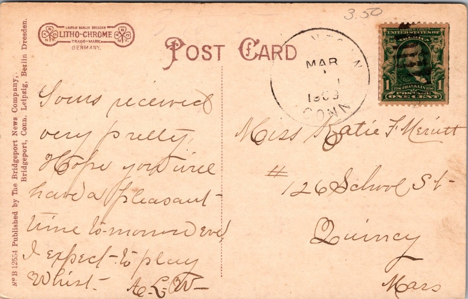 1909 Bridgeport Connecticut CT PC Barnum Monument Sea Side Park Vintage ...