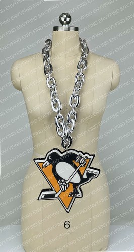 New NHL Pittsburgh Penguins BIG Fan Chain Silver Necklace Foam MI USA ...