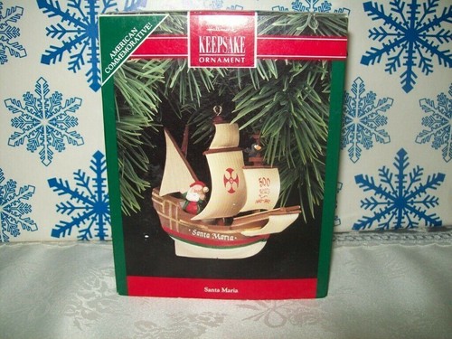 HALLMARK SANTA MARIA 1992 CHRISTMAS ORNAMENTS CHRISTOPHER COLUMBUS SHIP ...