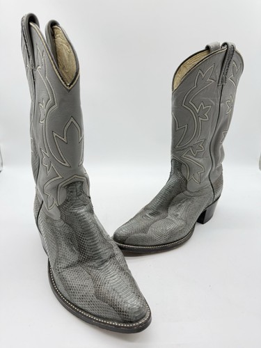 Vtg Dan Post Men's Exotic Snakeskin Cowboy Western Boot Size 10 Gray | eBay