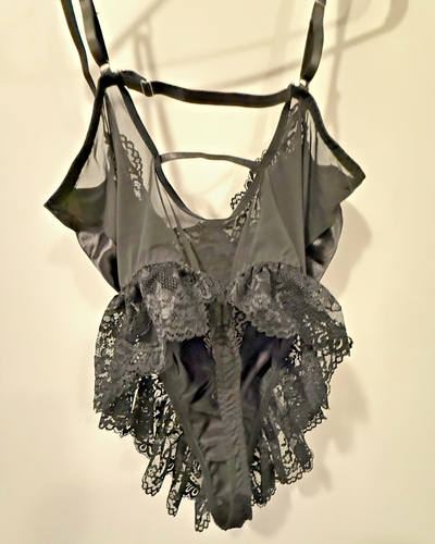 Vtg Style Frilly Lace & 2nd Skin Satin Teddy Bodysuit Sissy Bridal ...