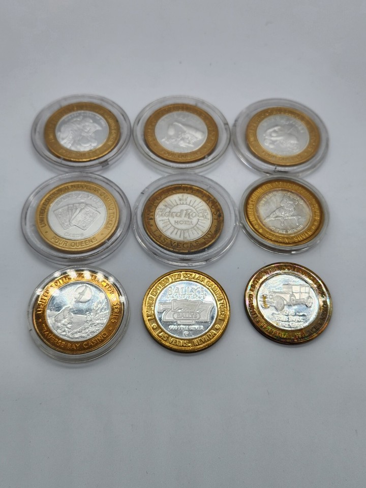 9 LIMITED EDITION $10 TEN DOLLAR GAMING TOKENS .999 FINE SILVER VARIOUS ...